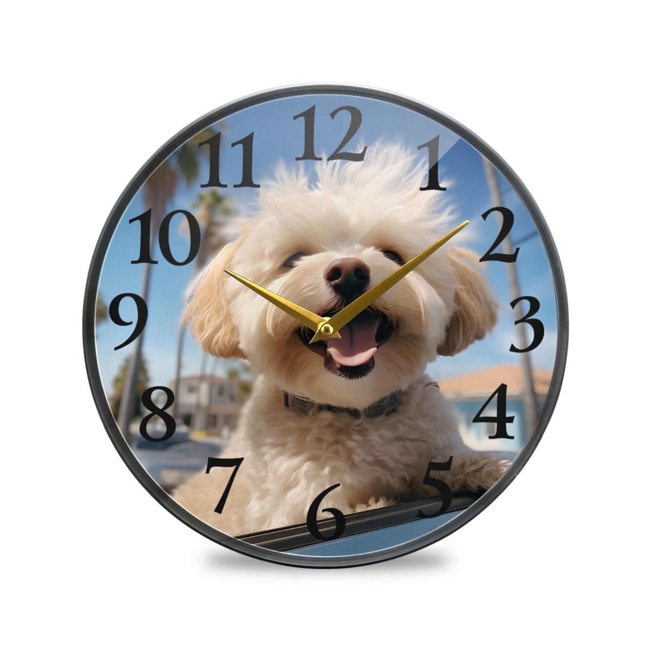 Dog Cute Wall Clocks Battery Operated 9.5 Inch Round Clock Acrylic ...