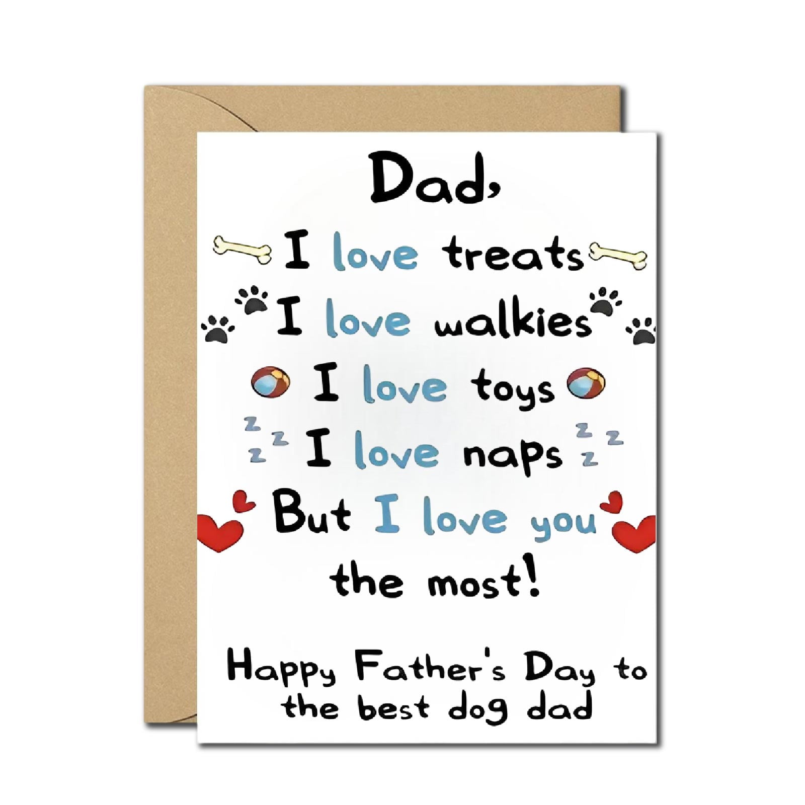 Dog Dad Father’s Day Card – Cute “I Love You the Most” Puppy Message ...