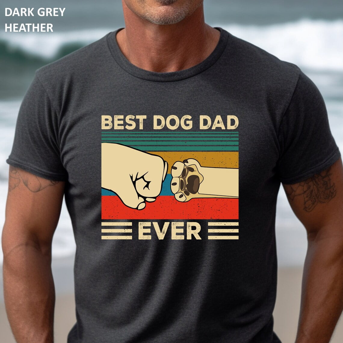Dog Dad Fist Bump Graphic Tee Canine Owner Paw Print Friend T-Shirt ...