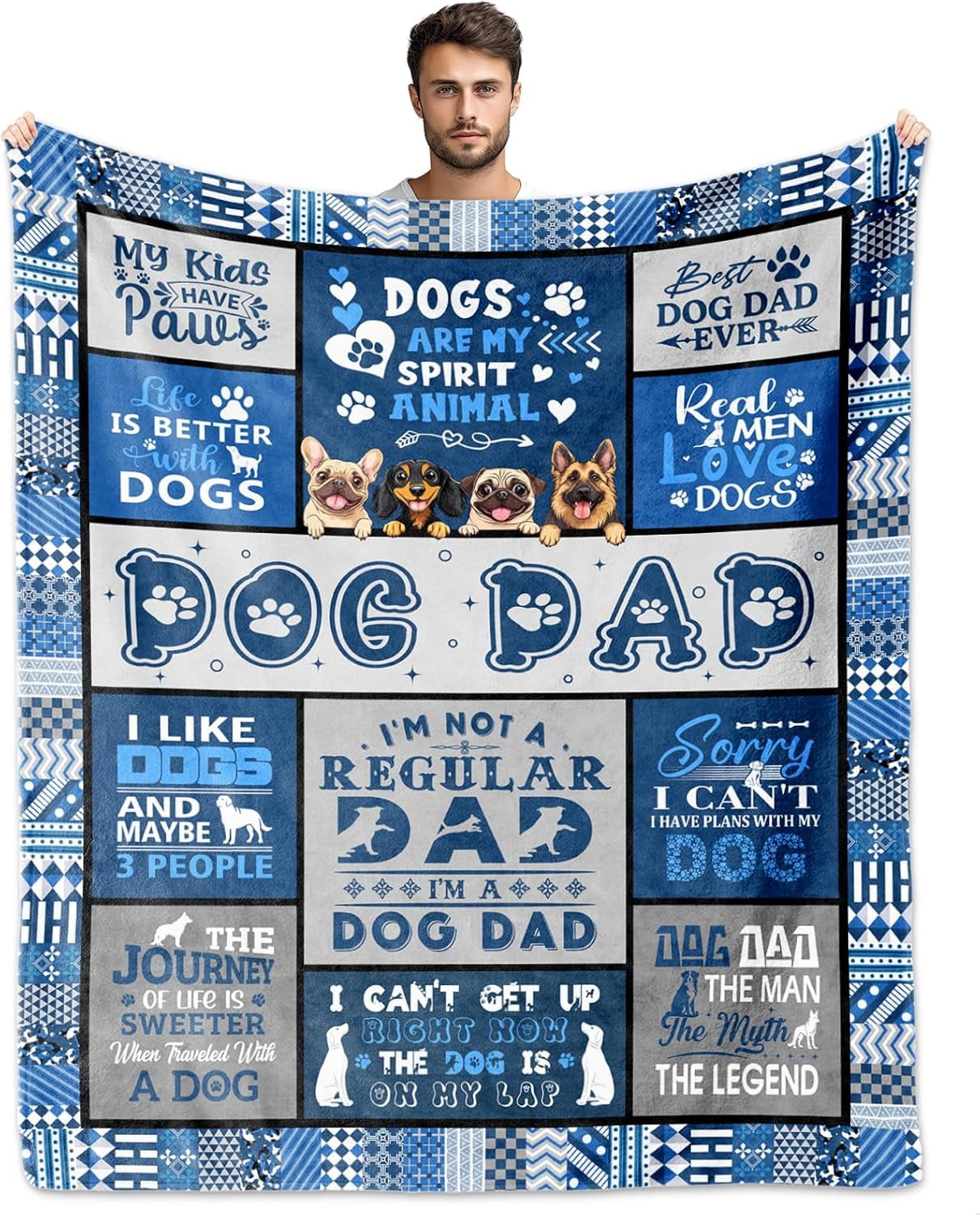 Dog Dad Gifts for Men, Gifts for Dog Dad Blanket 60"X50", Best Dogs ...