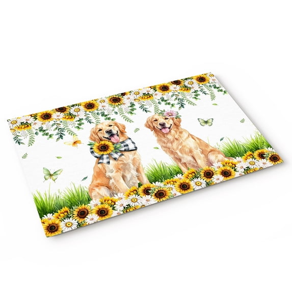 Dog Daisy Door Mat Summer Yellow Sunflower Butterfly Field Animal Non ...
