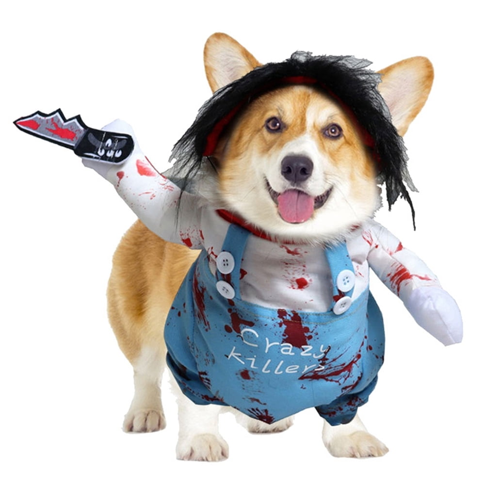 Dog Deadly Doll Cosplay Costume with Blood Knife,Funny Dog Cosplay ...