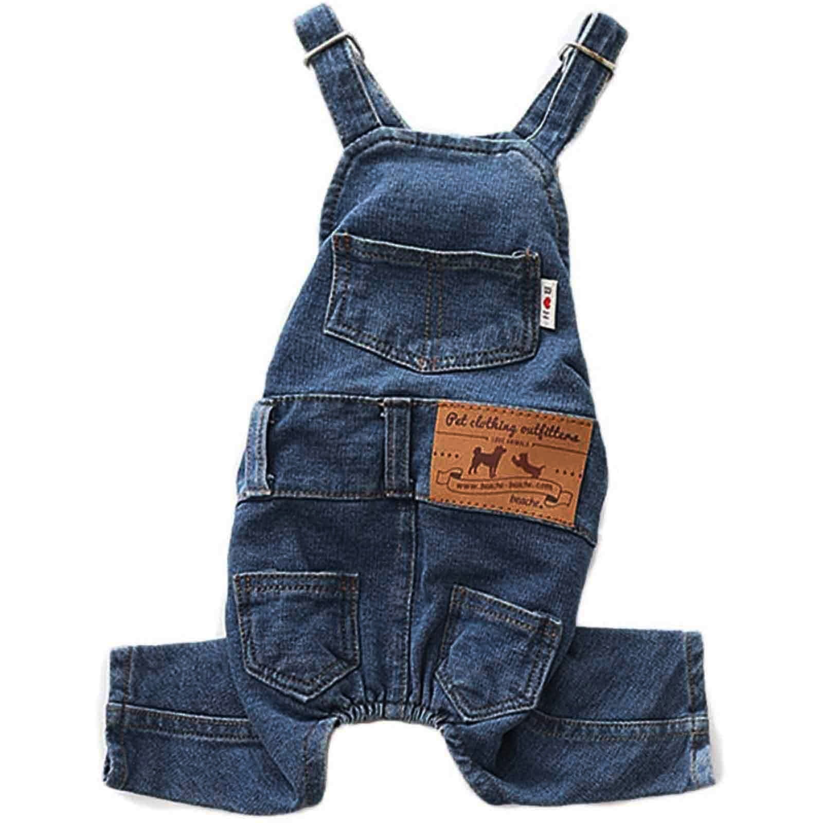 Dog Denim Jumpsuit Costumes Cat Pet Jean Overalls Clothes for Small ...