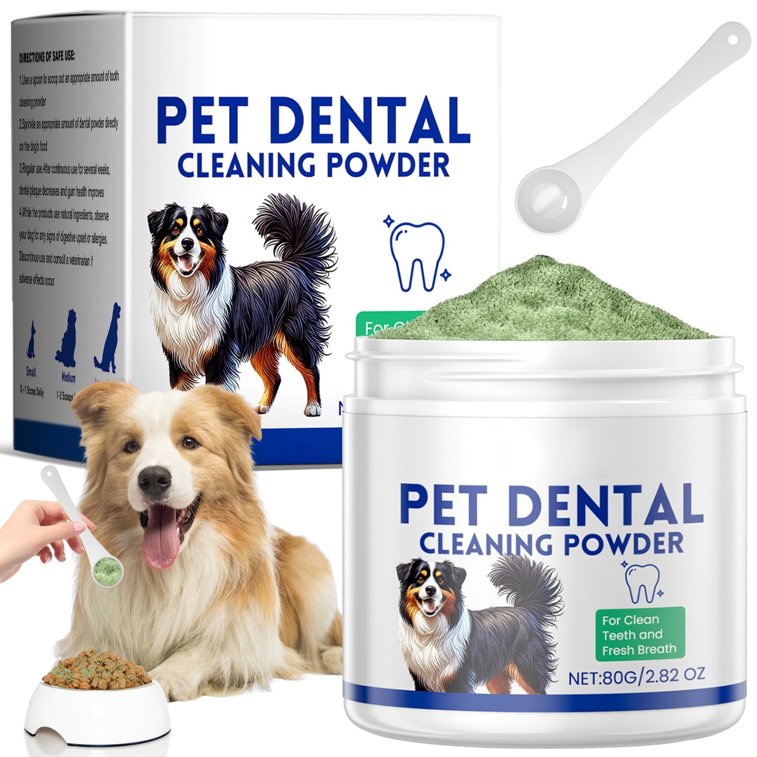 Dog Dental Powder, Dog Teeth Cleaning ATT1Powder, Targets Tartar ...