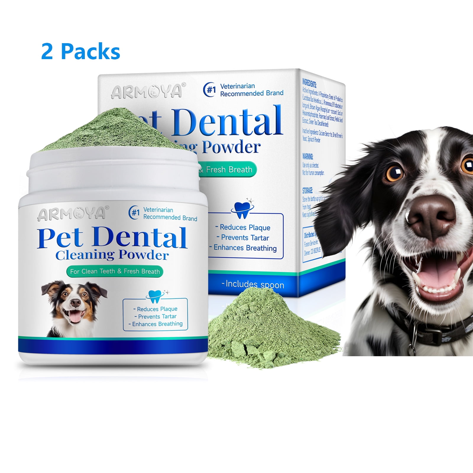 Dog Dental Powder for Teeth 2PC – Teeth Cleaning with Probiotics ...