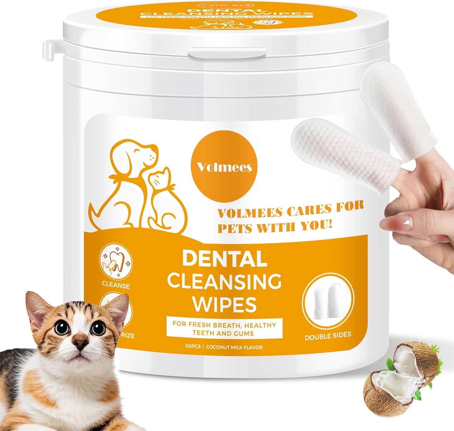 Dog Dental Wipes, Pet Dental Finger Wipes for Dogs & Cats, Dog Teeth ...