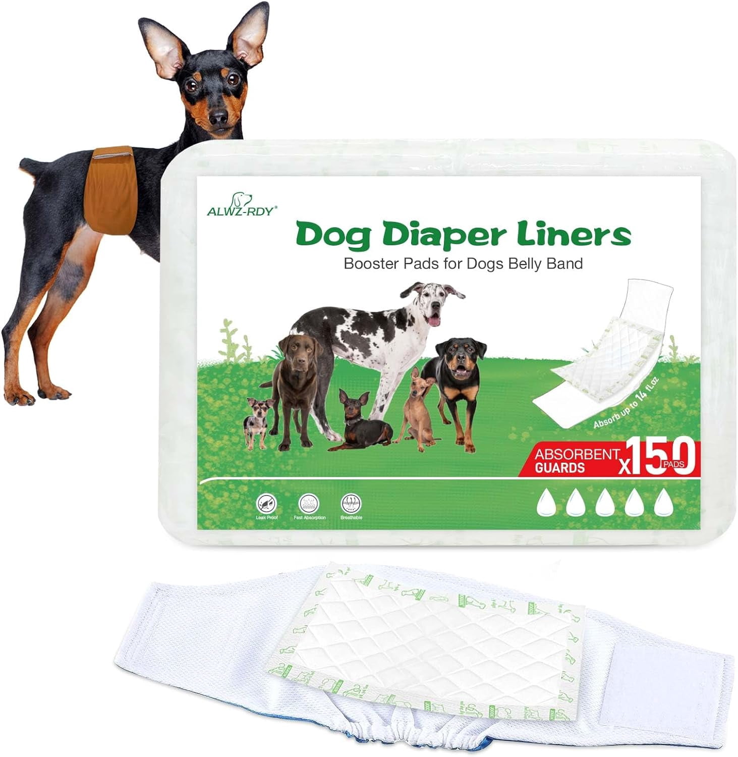 Dog Diaper Liners 100ct Super Absorption Disposable Dog Diaper Booster ...
