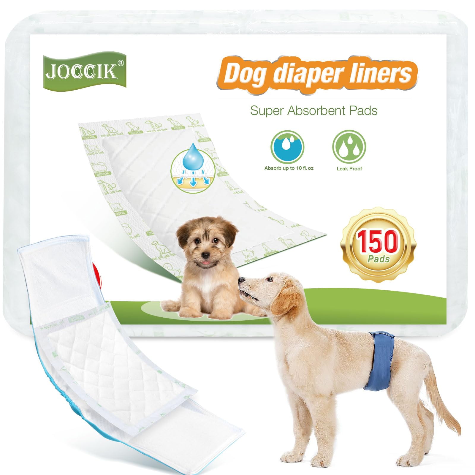 Dog Diaper Liners FEV6 150ct Super Soft and Absorbent Dog Diaper ...