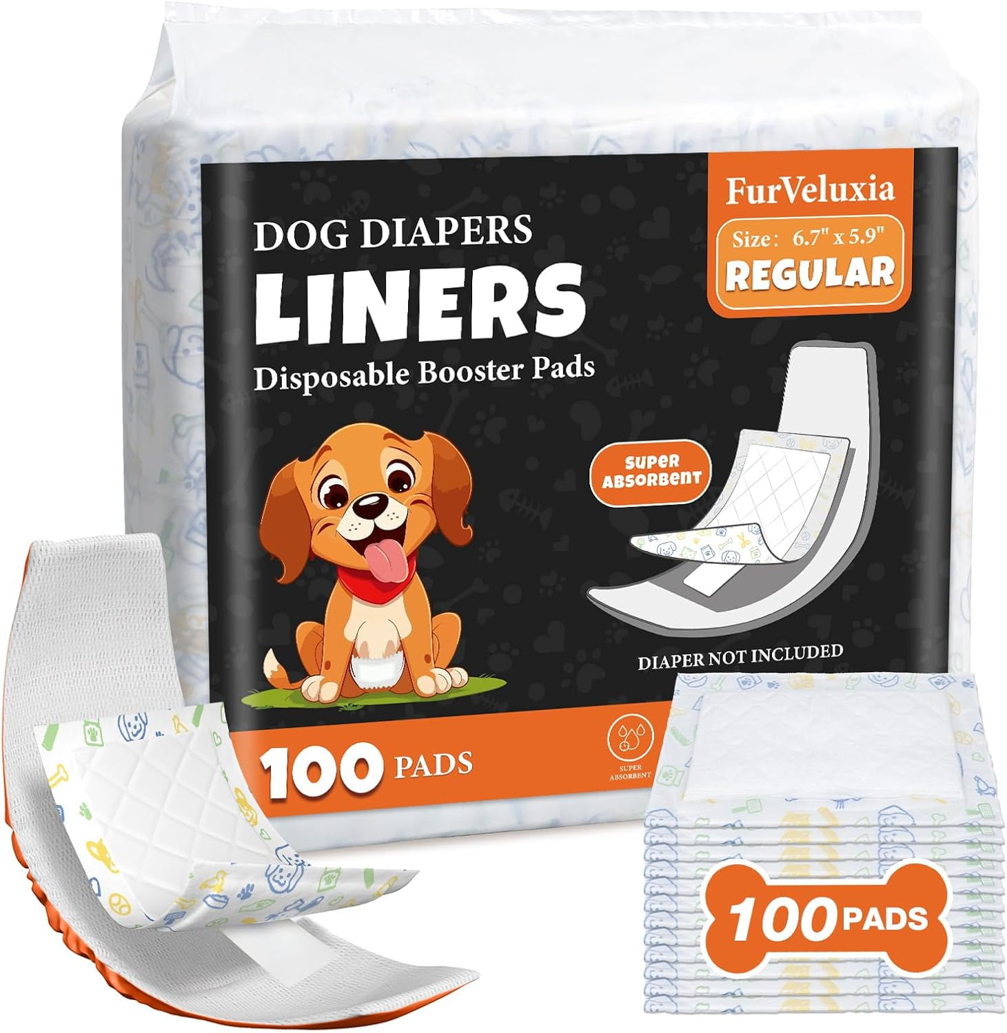 Dog Diaper Liners for Male and Female Dogs(100ct), Super Absorbent Disposable Doggie Period ...