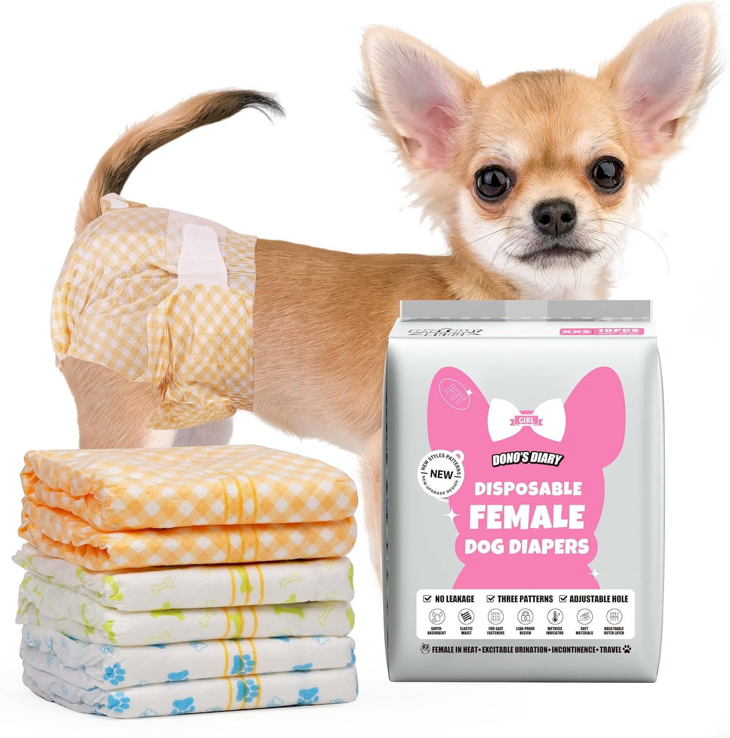 Dog Diapers Female-60Pcs, Disposable Doggie Diapers with Wetness ...