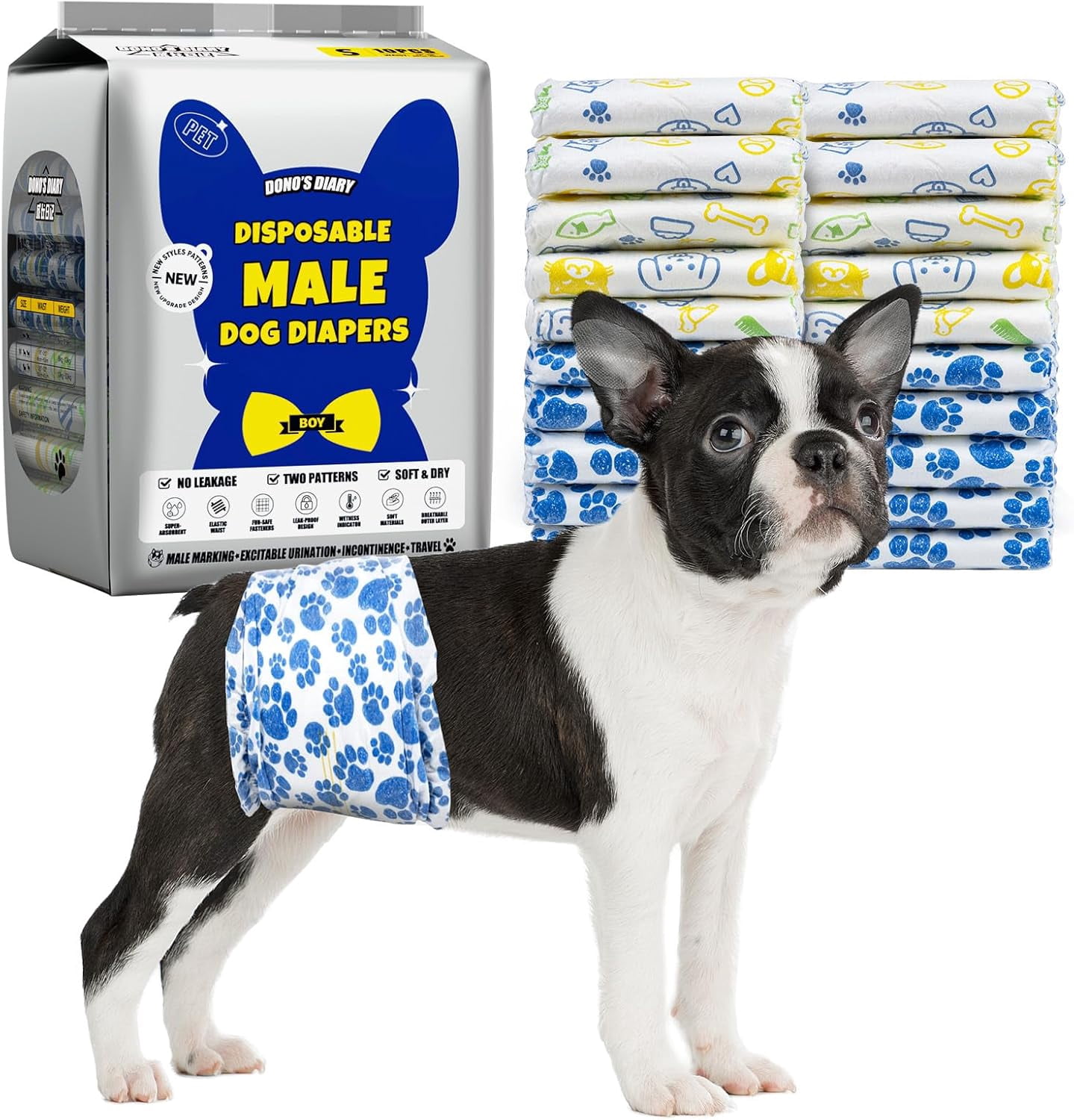 Dog Diapers Male, Disposable Male Dog Wraps 60ct, Ultra Absorbent ...