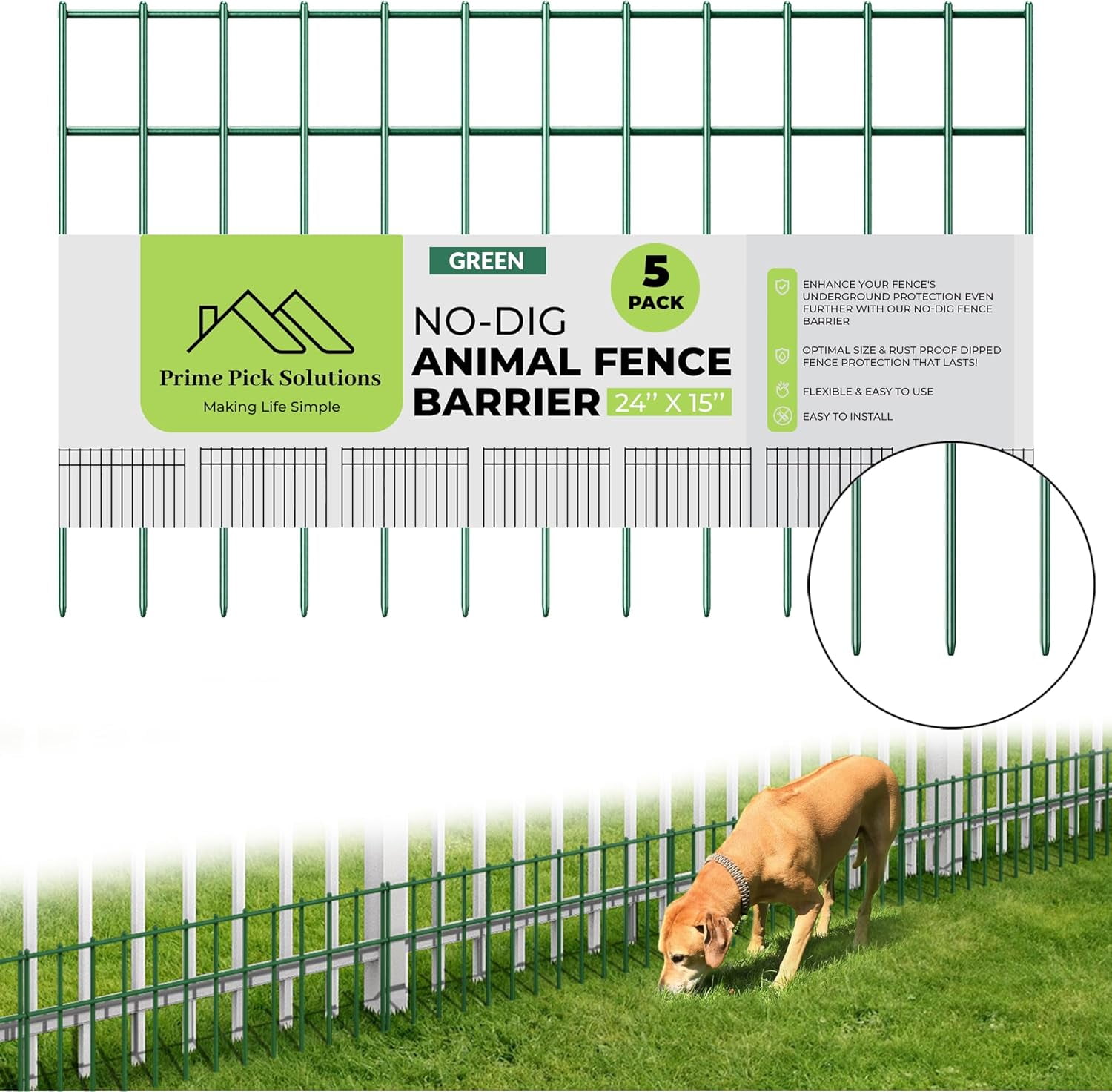Dog Digging Fence Barrier, Animal Barrier Fence, 5 Fence Panels - Green ...