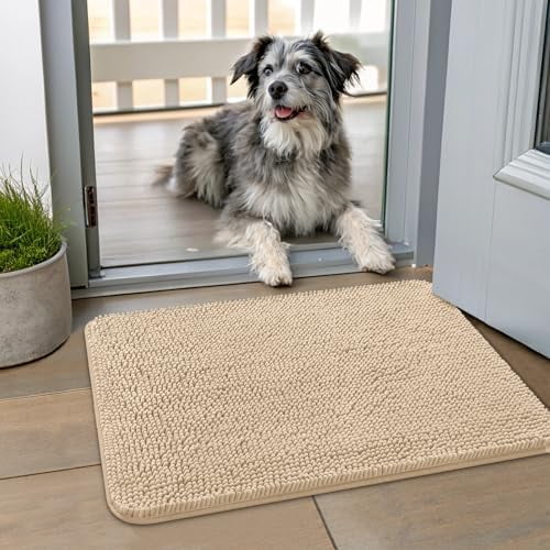 Dog Door Mat for Muddy Paws 24x16, Absorbs Moisture and Dirt Doormat ...