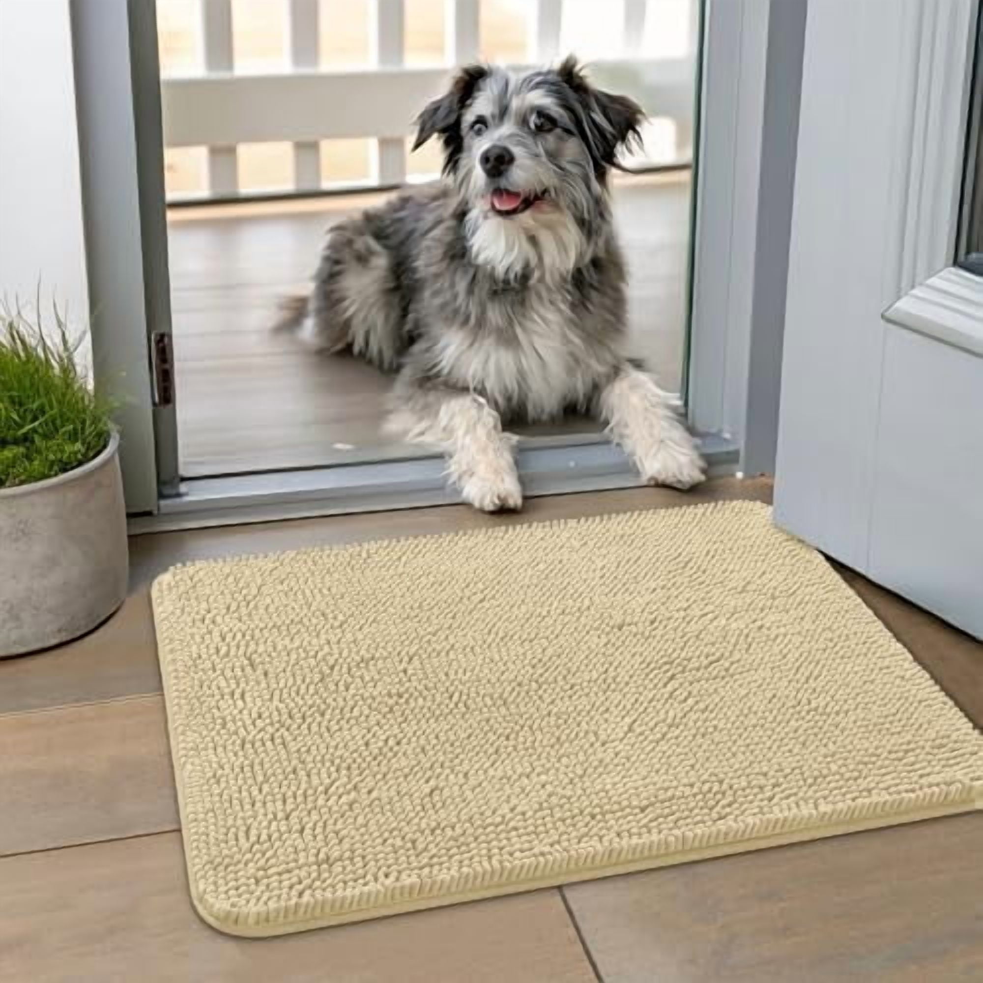 Dog Door Mat for Muddy Paws 24x16, Absorbs Moisture and Dirt Doormat ...