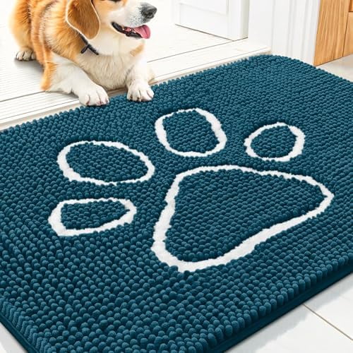 Dog Door Mat for Muddy Paws, Absorbent Dirt Trapper Non Slip Quick Dry ...