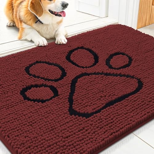 Dog Door Mat for Muddy Paws, Absorbent Dirt Trapper Non Slip Quick Dry ...