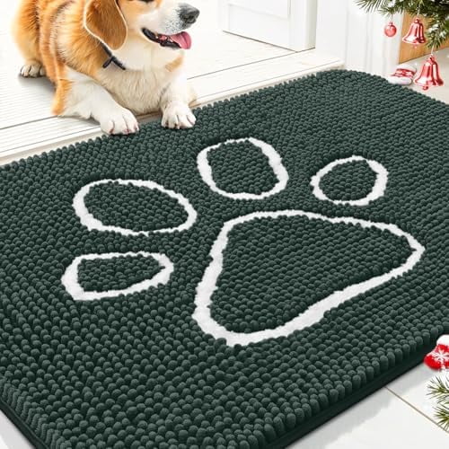 Dog Door Mat for Muddy Paws, Absorbent Dirt Trapper Non Slip Quick Dry ...
