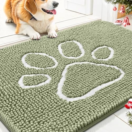 Dog Door Mat for Muddy Paws, Absorbent Dirt Trapper Non Slip Quick Dry ...