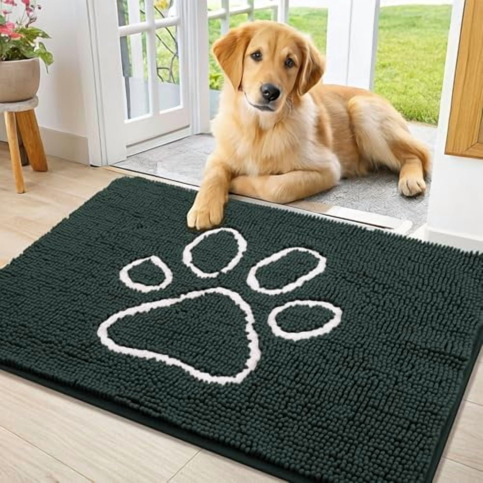Dog Door Mat for Muddy Paws, Absorbent Dirt Trapper Non Slip Quick Dry ...