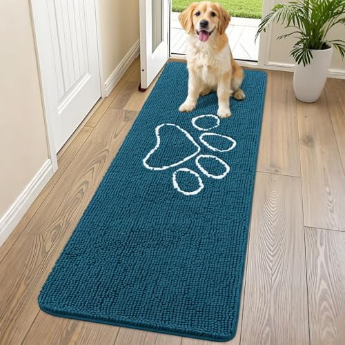Dog Door Mat for Muddy Paws, Absorbent Dirt Trapper Non Slip Quick Dry ...