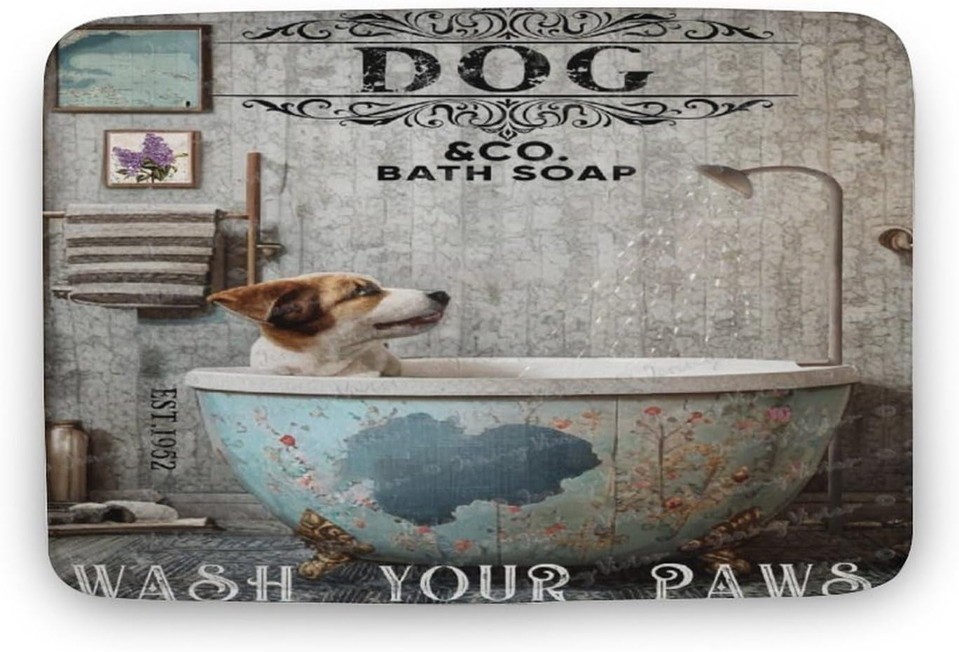 Dog Door Mat for Muddy Paws, Absorbent Non-Slip Washable Mat, Entry ...