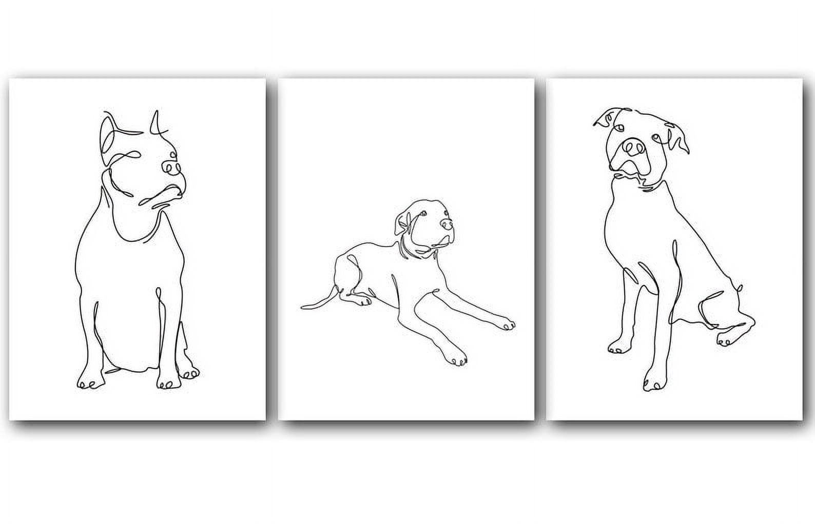 Dog Drawing Line Art, Set of 3 Poster Prints, Home Wall Hanging Décor ...