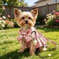 Dog Dress Harness and Lessh Set Breathable Pink Plaid Vest with Lead ...
