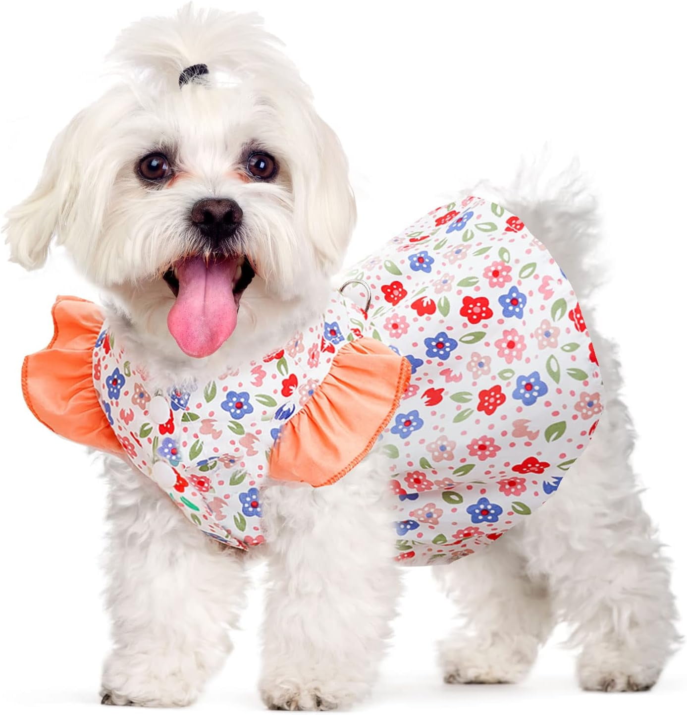 Dog Dress Summer for Small Dogs Cats Girl Cute Floral Puppy Harness ...
