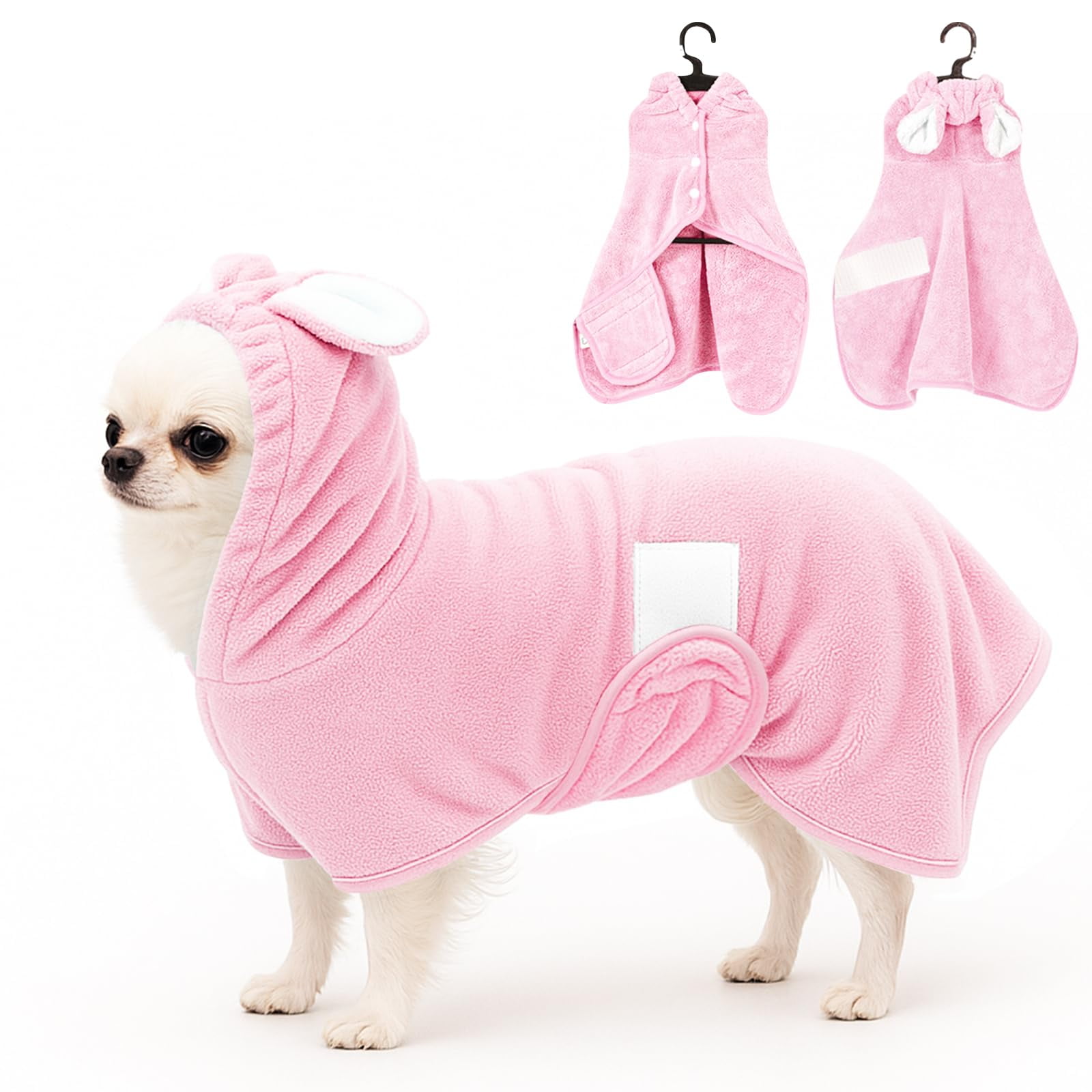 Dog Drying Robe With Ears, Quick-Dry Pet Bath Towel, Super Absorbent ...
