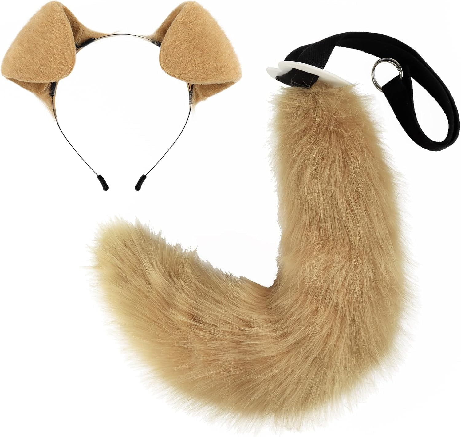 Dog Ear Headband Furry Long Fox Tail Set Anime Party Cosplay Dress up ...