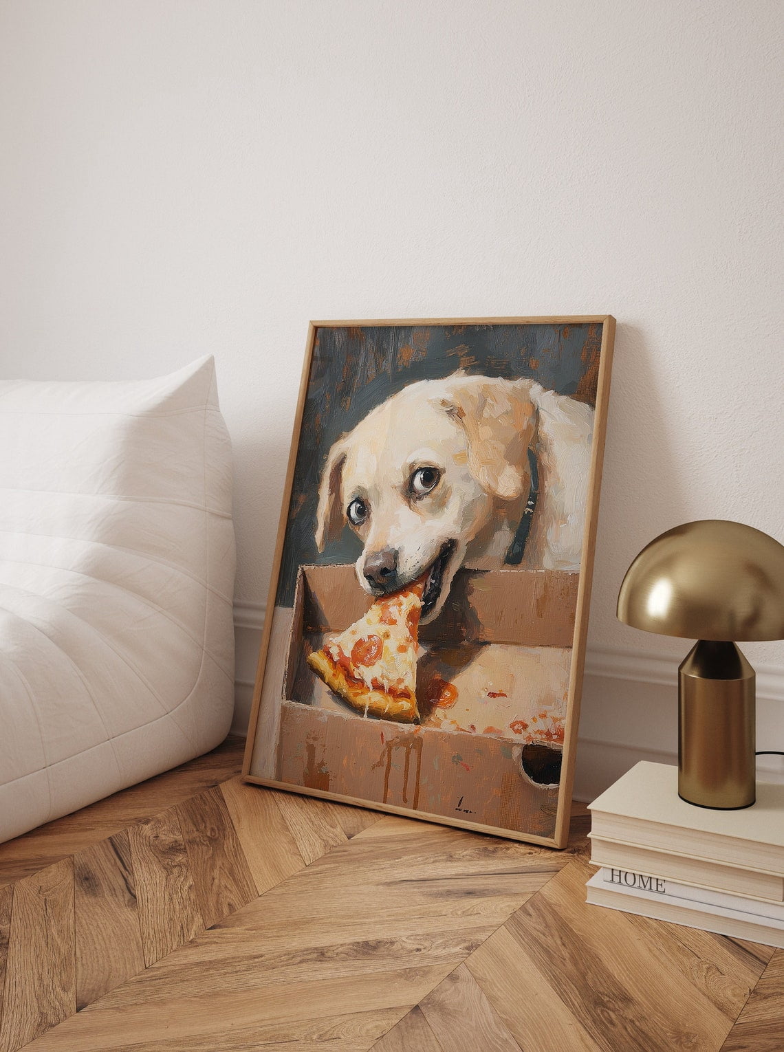 Dog Eating Pizza Art Whimsical Kitchen Decor Version Two, Unframed ...