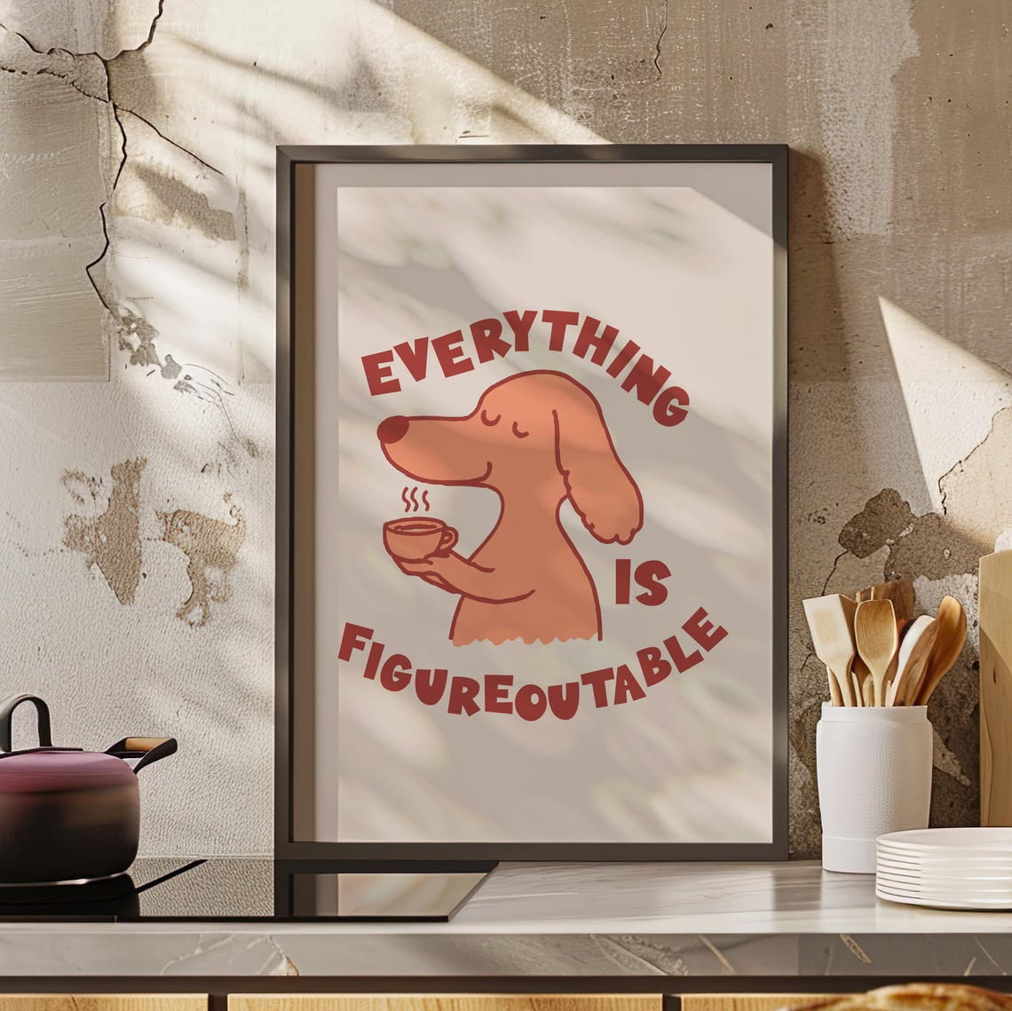 Dog Everything Is Figureoutable Affirmation Typography Positive Quote ...