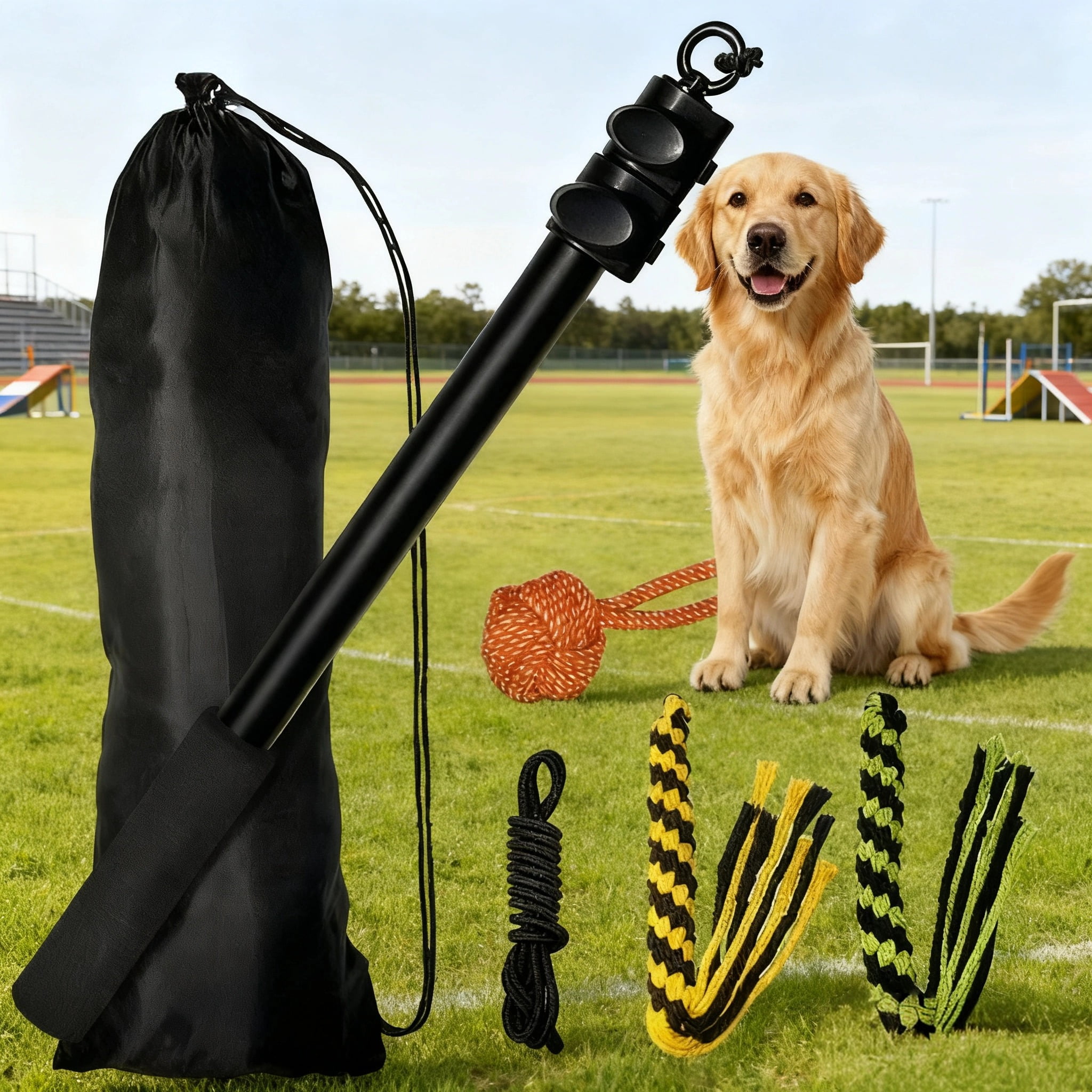 Dog Extendable Teaser Wand Pet Teasing Flirt Pole Interactive Toy with ...