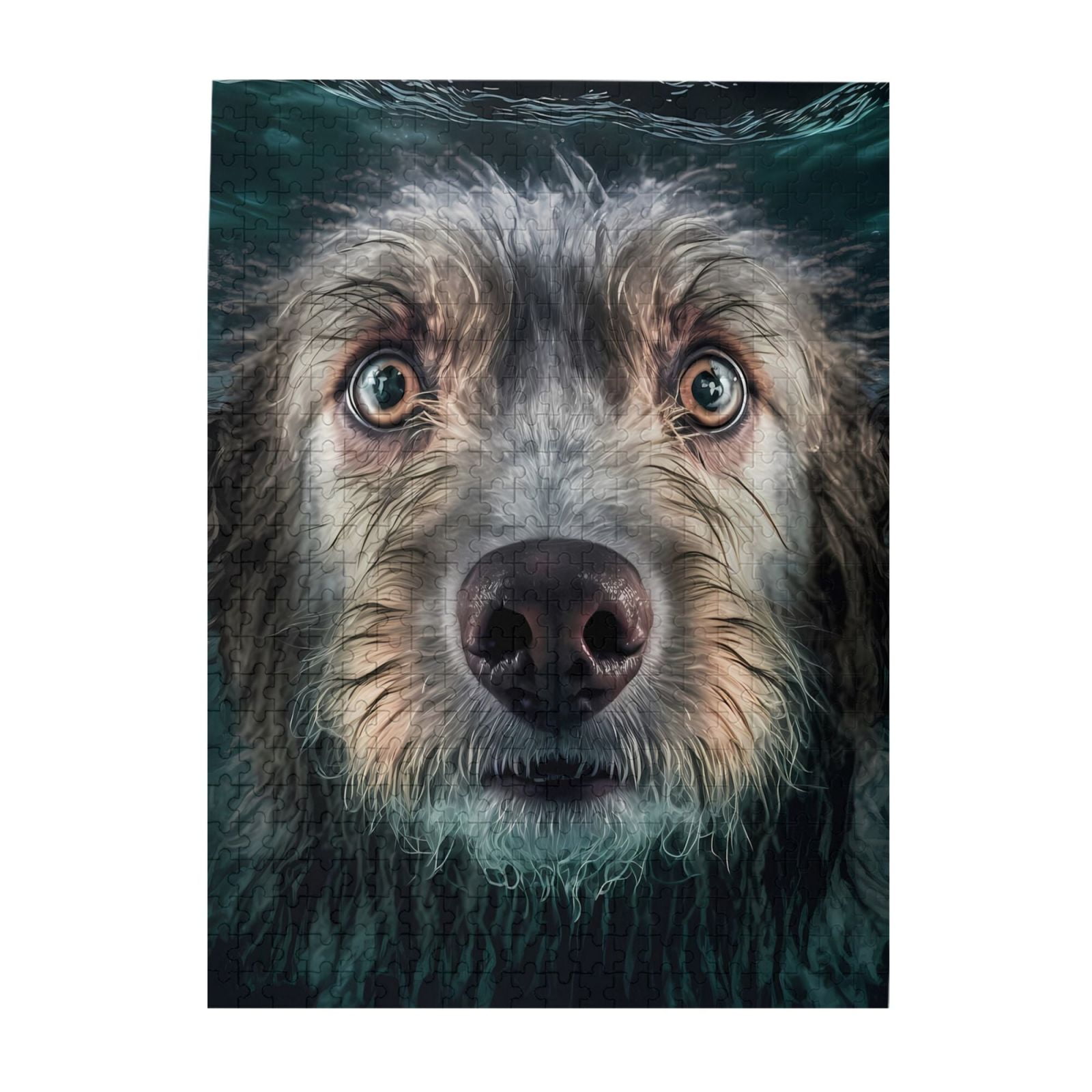 Dog Eyes Underwater Face 1000-Piece Wooden Jigsaw Puzzle for Adults ...