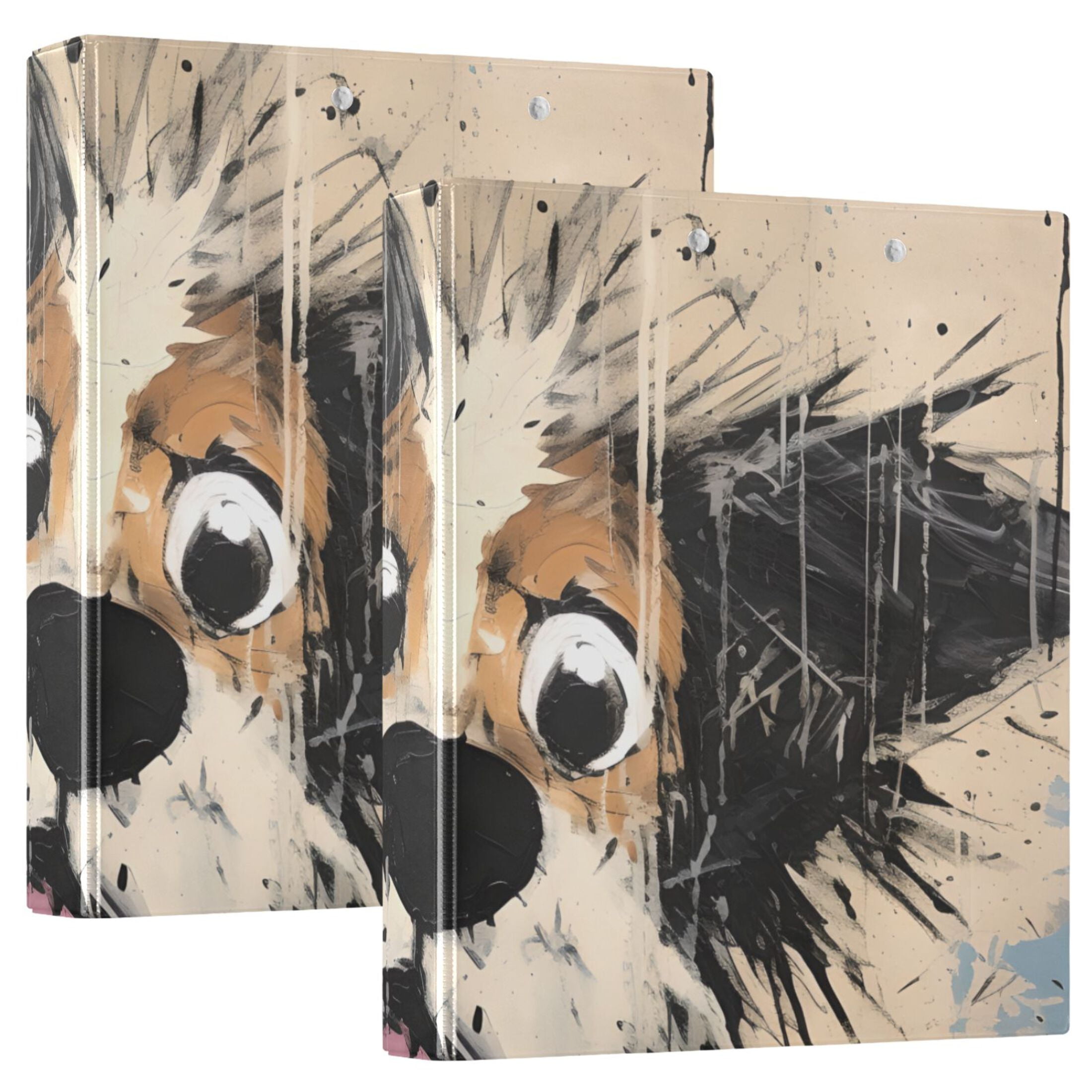 Dog Face 3 Ring Binders 1.5 inch Hardcover File Folders with Interior ...