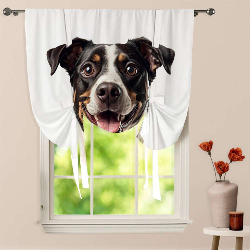 Dog Face Print, Cute Pet Design, Happy Dog Art Window Curtain for ...