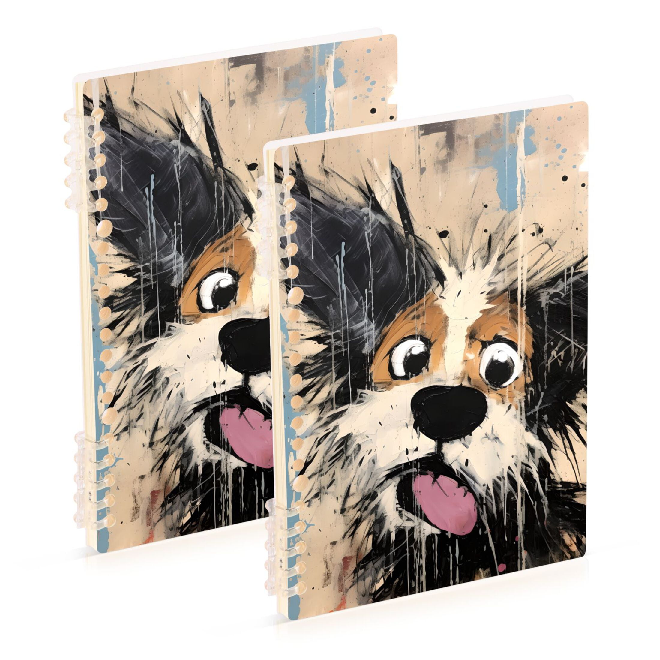 Dog Face Ring Binder Notebook Journey Note Diary College Ruled Spiral ...