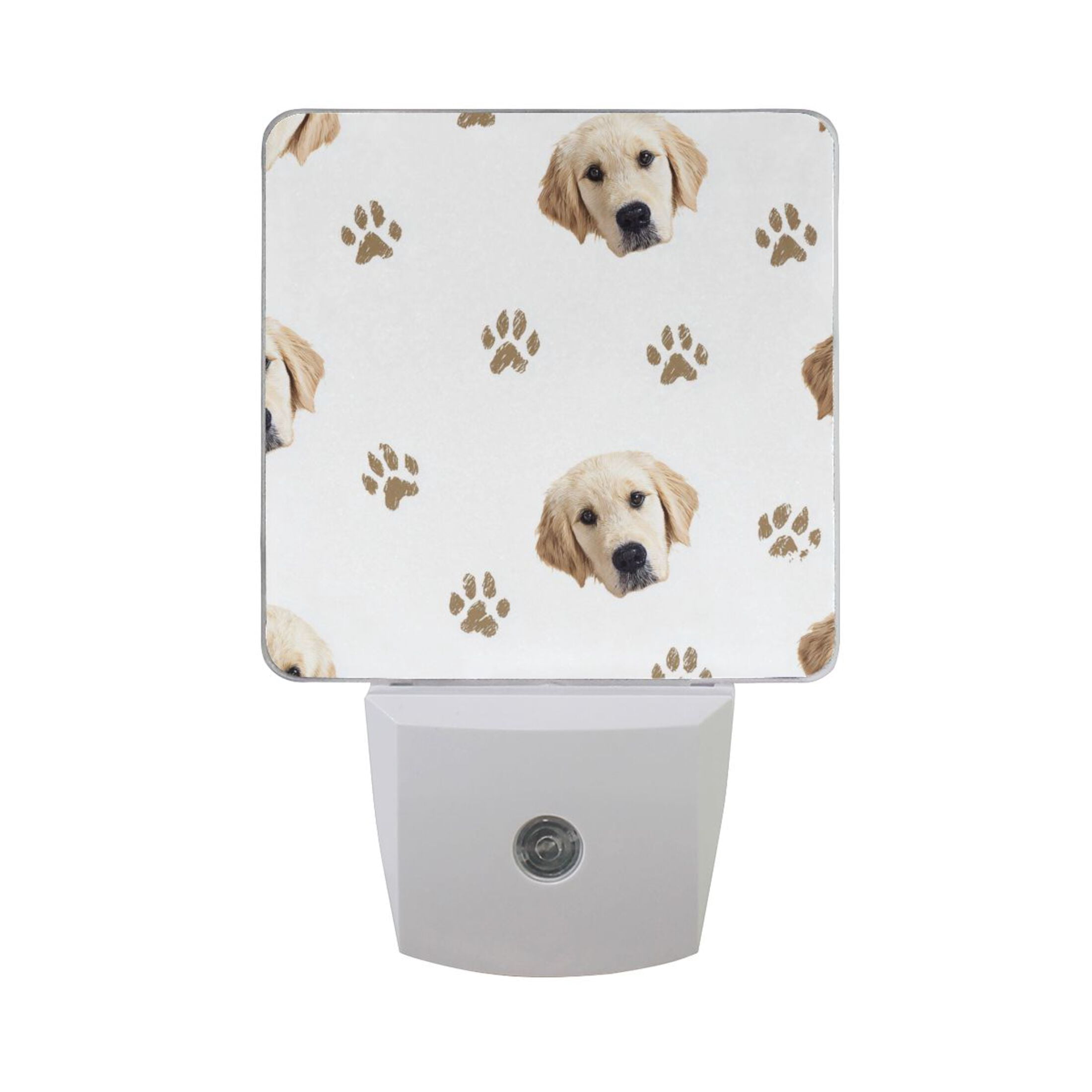 Dog Face with Dog Paw Prints Cute LED Night Light Sensor Lamp Plug-in ...