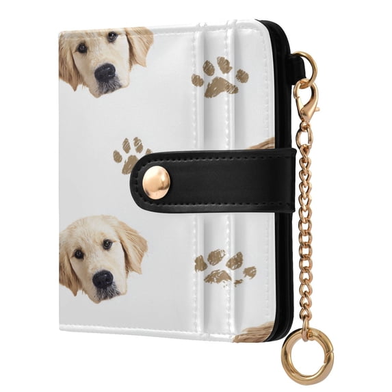 Dog Face with Dog Paw Prints Cute Women's Wallet PU Leather Card Cases ...