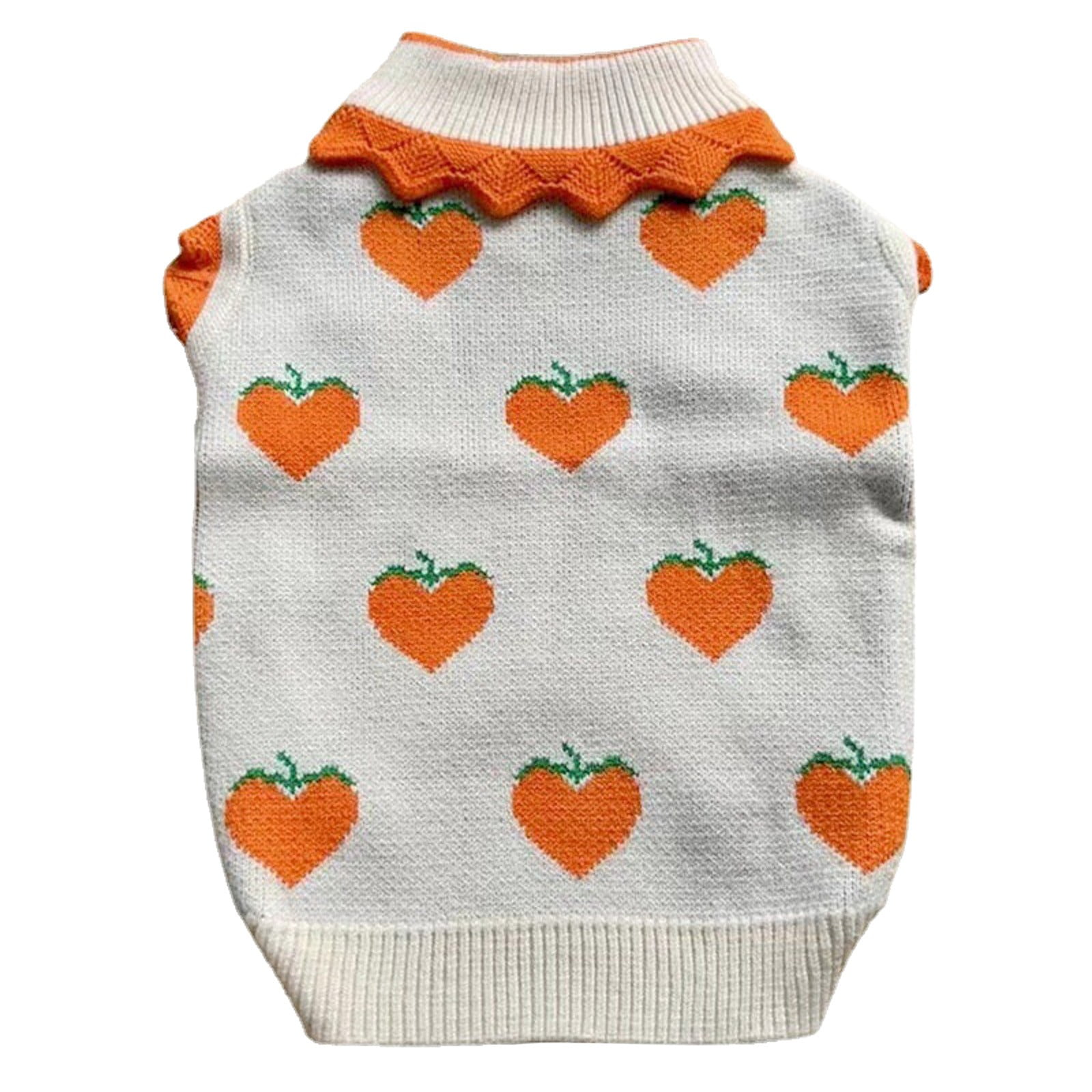 Dog Fall Cat Cute Peach Knit Turtleneck Sweater Lace Vest Clothes for ...