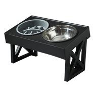 FOREYY Adjustable Raised Dog Bowls,Bamboo Elevated Feeder Stand with ...