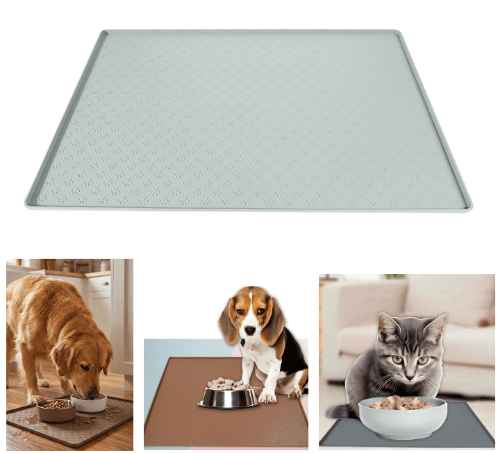 Dog Feeding Mat, Waterproof Food Grade Silicone Pet Food and Water Bowl ...