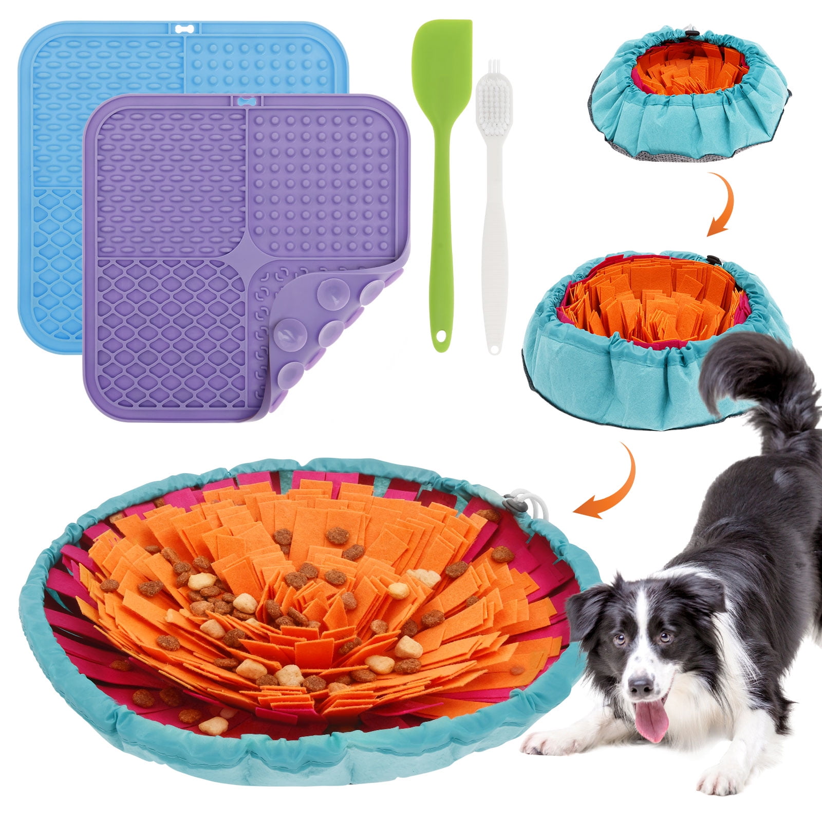 Dog Feeding Set with Snuffle Mat Lick Mat for Dogs Slow Feeder ...