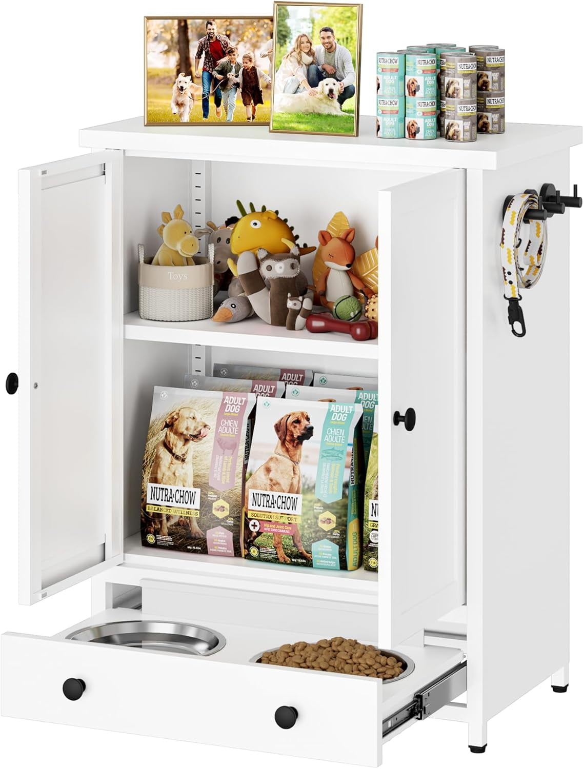 Dog Feeding Station with Storage, Metal Pet Feeding Station, Dog Food ...