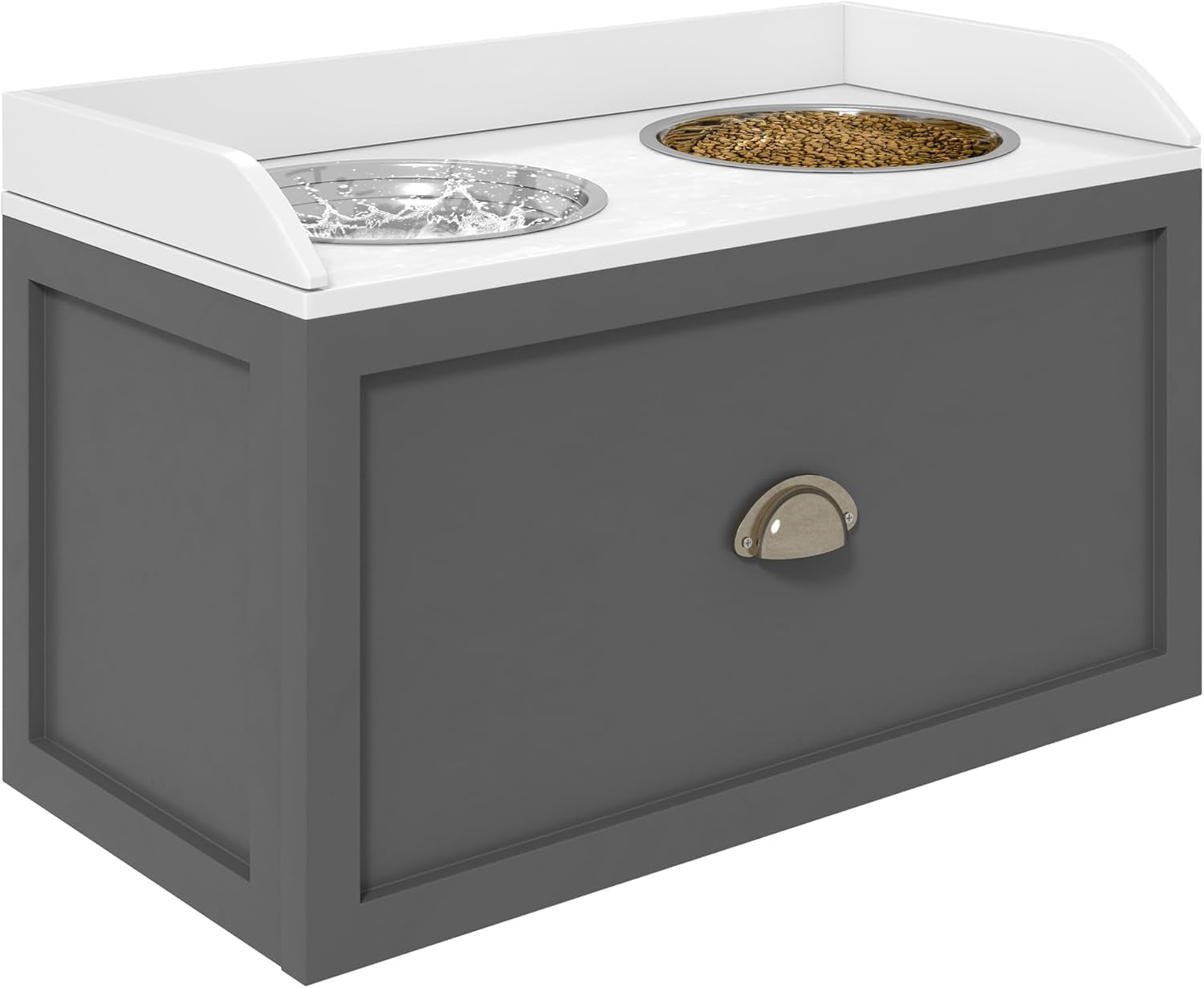 Dog Feeding Station with Storage Drawer, Dog Food Storage Cabinet with ...