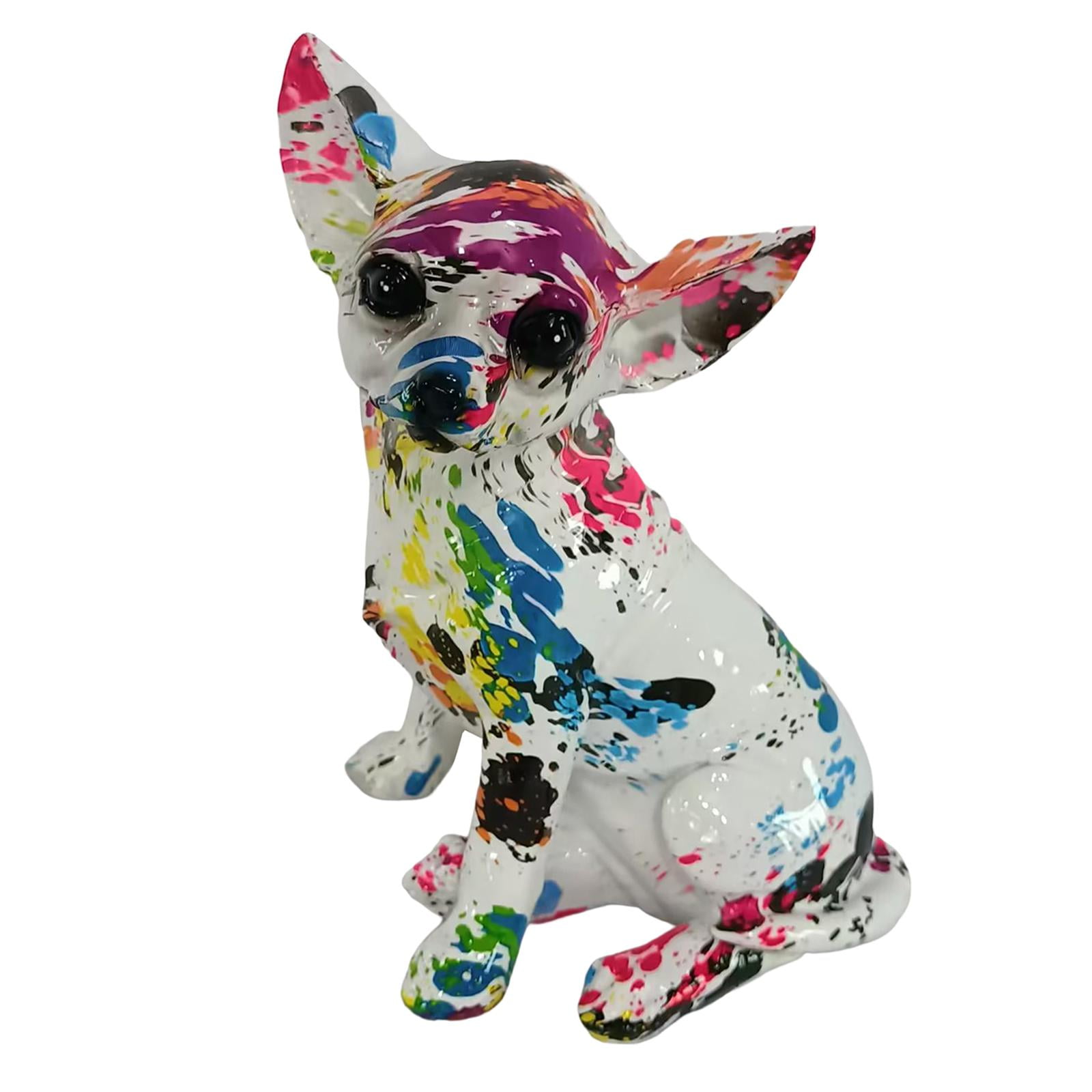 Dog Figurines Home Decor Graffiti Chihuahua Statue Resin Ornament ...