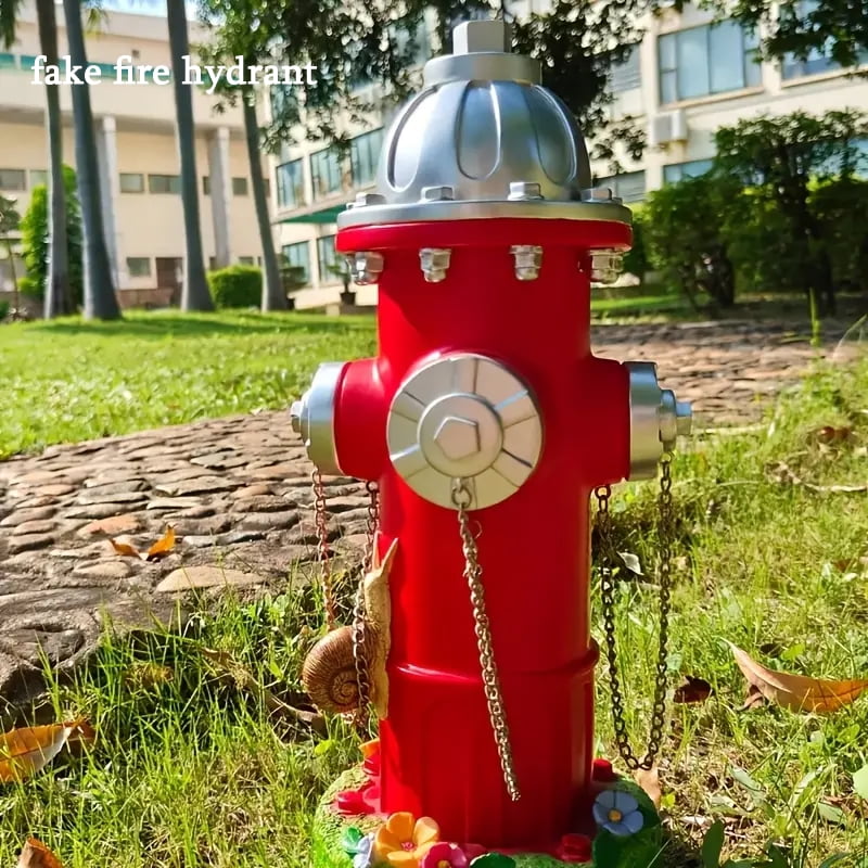 Dog Fire Hydrant Pee Post Statue with 4 Stakes, 14.5" Puppy Fire ...