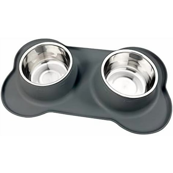 Dog Food Bowls Stainless Steel Dog Food & Water Bowl Set with No Spill ...