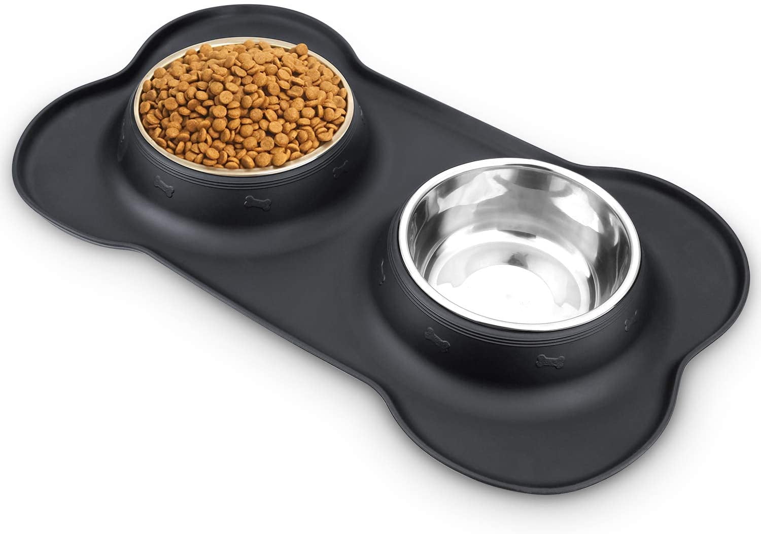 Dog Food Bowls Stainless Steel & Water Dish with No-Spill and Non-Skid ...