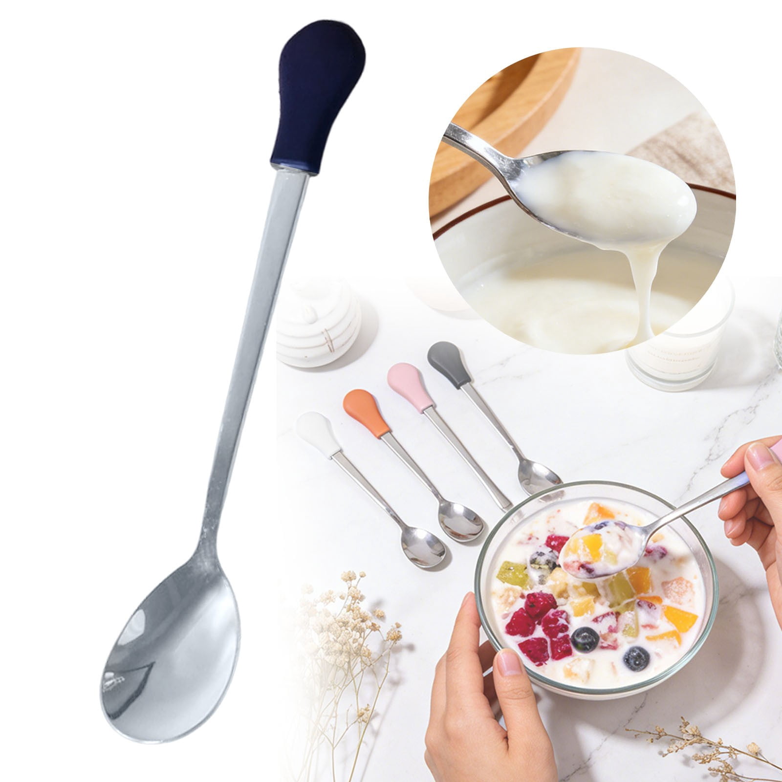 Dog Food Can Spoon with Silicone Handle, Stainless Steel Pet Food Scoop ...
